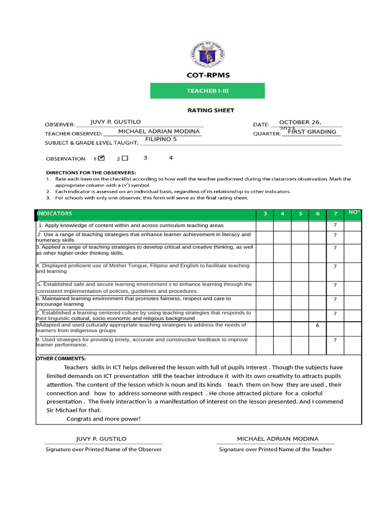 COT Michael Modina 23-24 | PDF | Learning | Educational Technology