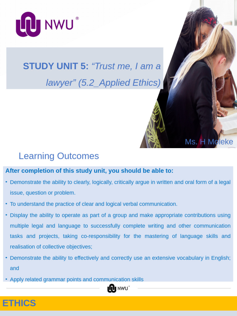IURI274 Study Unit 5 - Lesson 3 - Applied Ethics | PDF | Applied Philosophy
