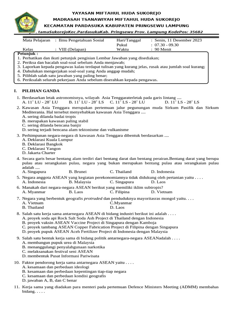 Soal PAS IPS Kelas 8 | PDF