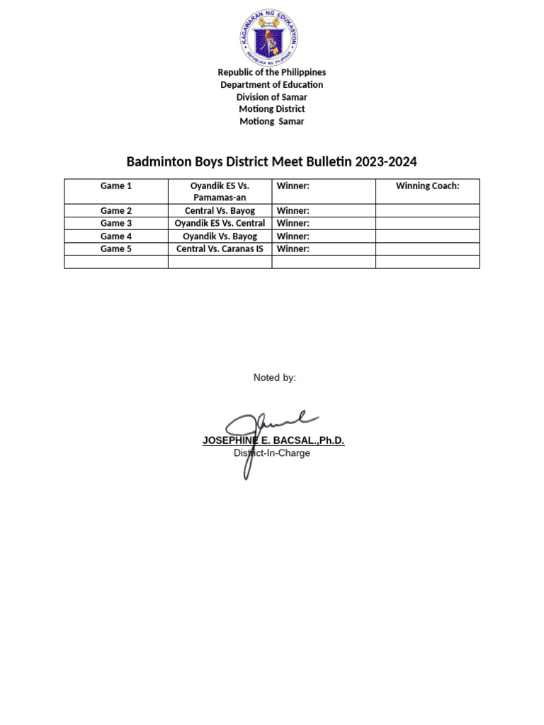 Games sample bulletin | PDF