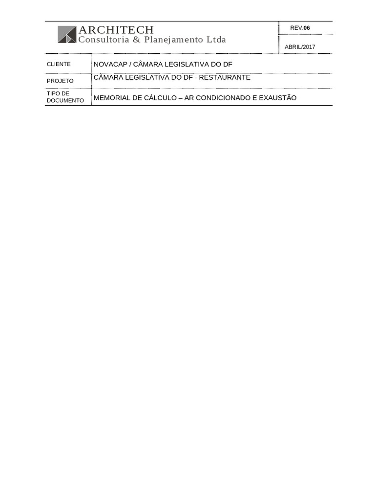 CLDF - Memorial de Cálculo - Arc r05 | PDF | Ar condicionado | Termodinâmica