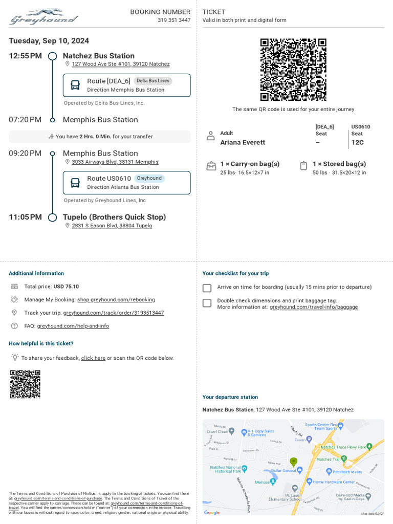 Tupelo Ticket | PDF | Bus Transport | Transport