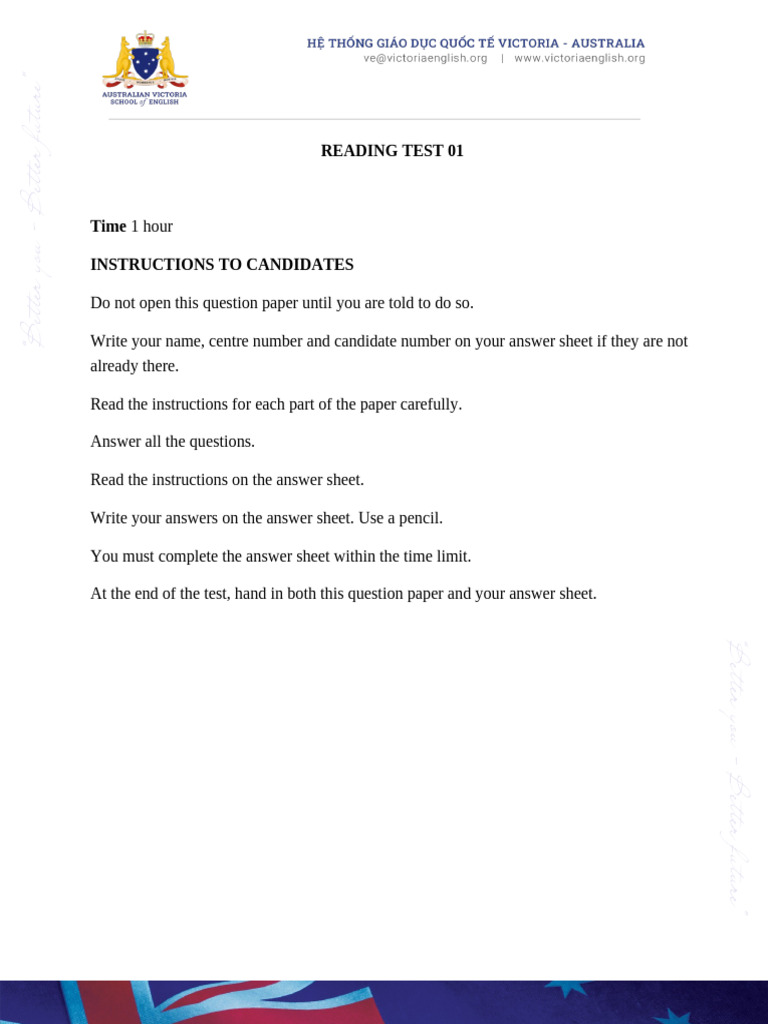 A2 READING & WRITING TEST | PDF | Hotel | Restaurants