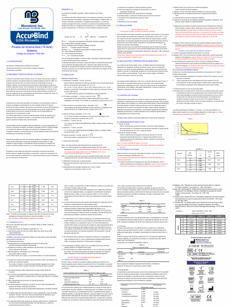 1225-300 Free T4 AccuBind ELISA Rev 6 | PDF