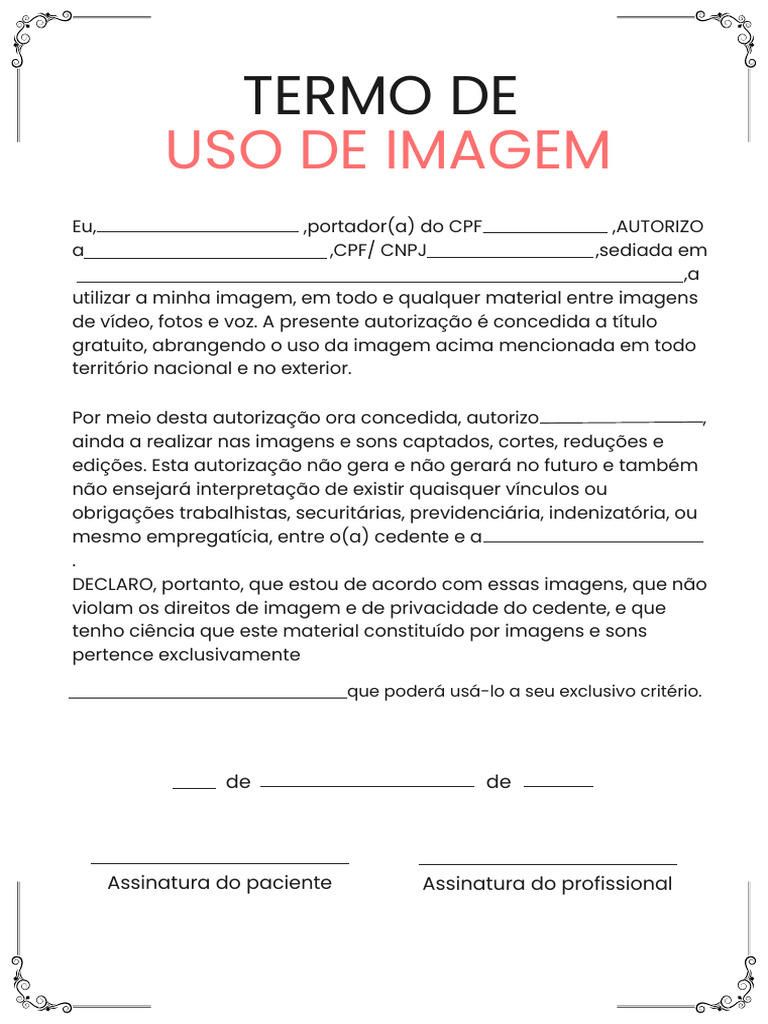 Termo de Uso de Imagem - FICHAS PREMIUM-1 | PDF