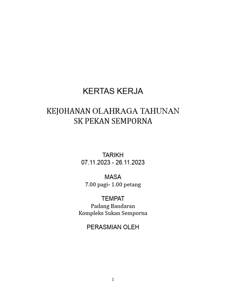 Kertas Kerja KOT 2023 | PDF