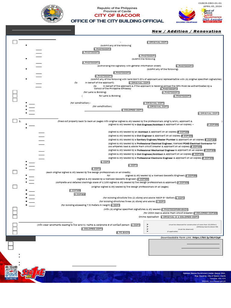 Bacoor Building Permit Requirements Checklist | PDF | Notary Public
