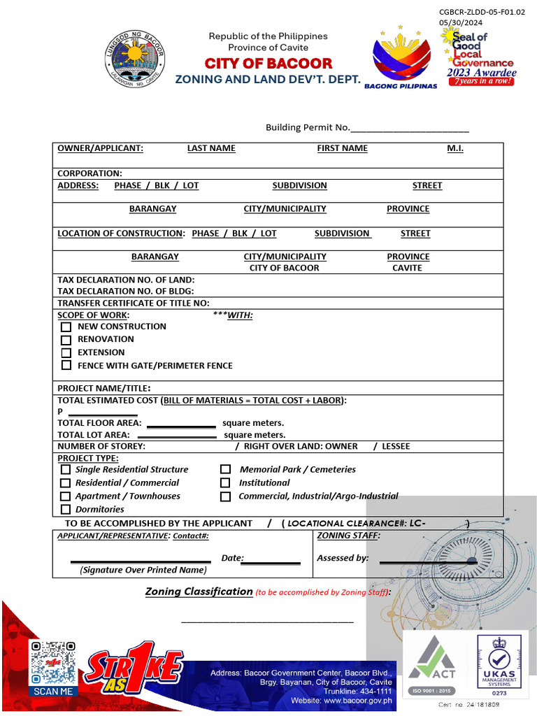 Cgbcr-Zldd-05-F01.02-Application Form For ZC - LC For BP | PDF | Real ...