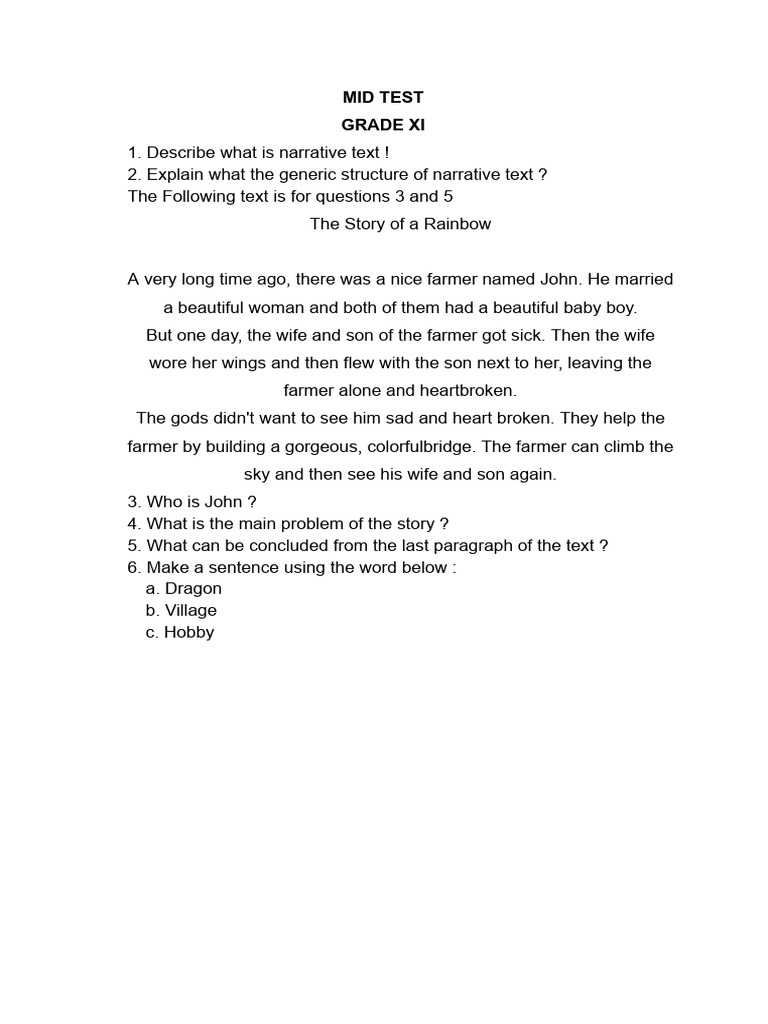 Narrative Text Analysis for Grade XI | PDF