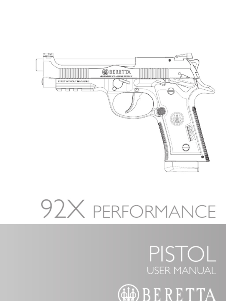 Beretta 92X Performance Manual | PDF | Trigger (Firearms) | Magazine (Firearms)