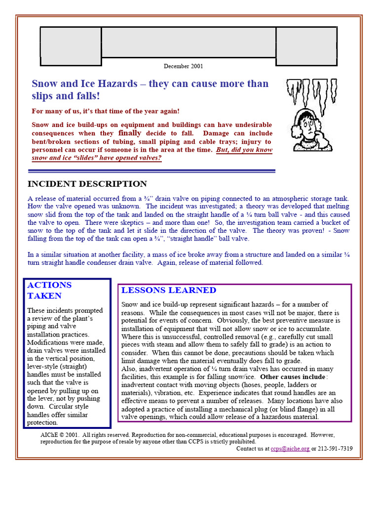 Snow and Ice Hazards - Safety Alert | PDF | Snow | Ice