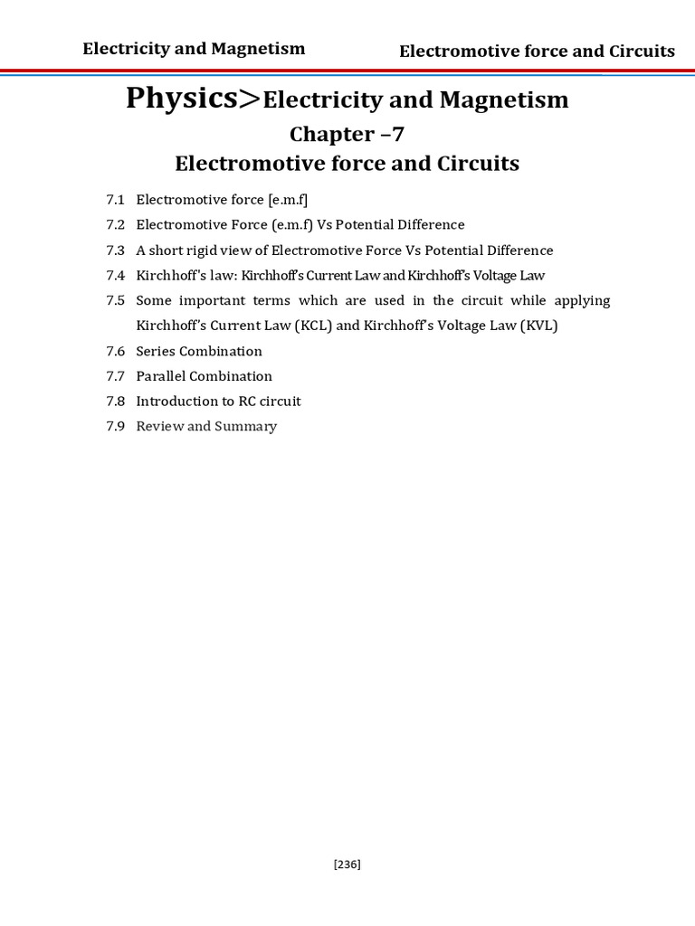 Chapter-10 Electromotive Force and Circuits | PDF | Voltage | Electrical Network