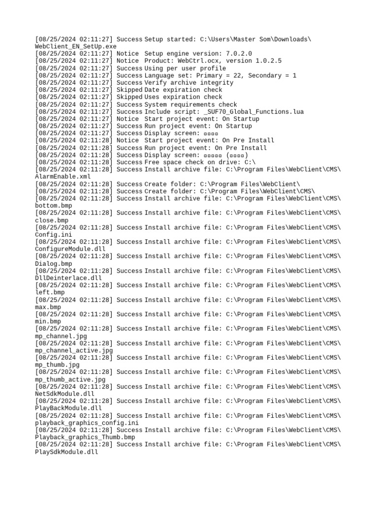 WebCtrl.ocx Setup Log | PDF | Computer File | Operating System Technology