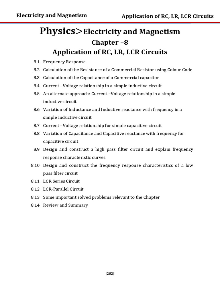 Chapter-11 Application of RC, LR, LCR Circuits | PDF | Inductance ...