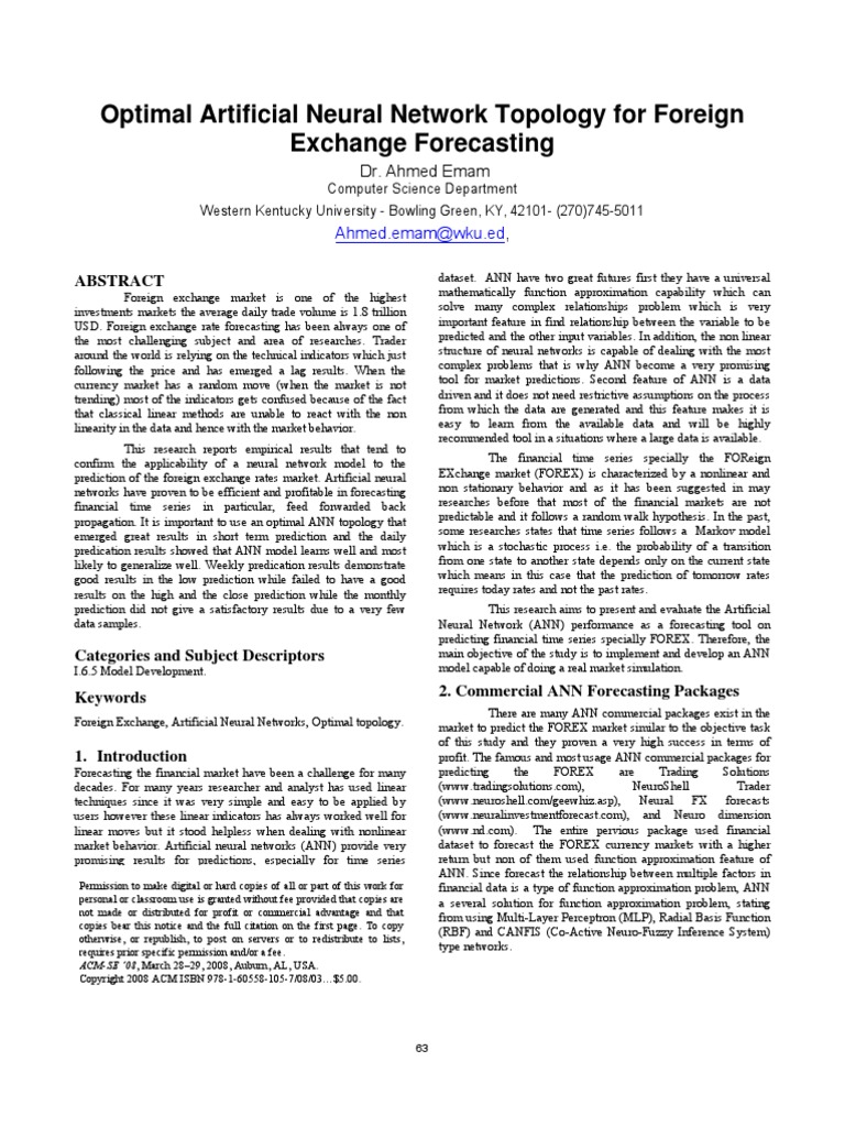 Optimal ANN FOREX Forecasting ACM | PDF | Time Series | Forecasting