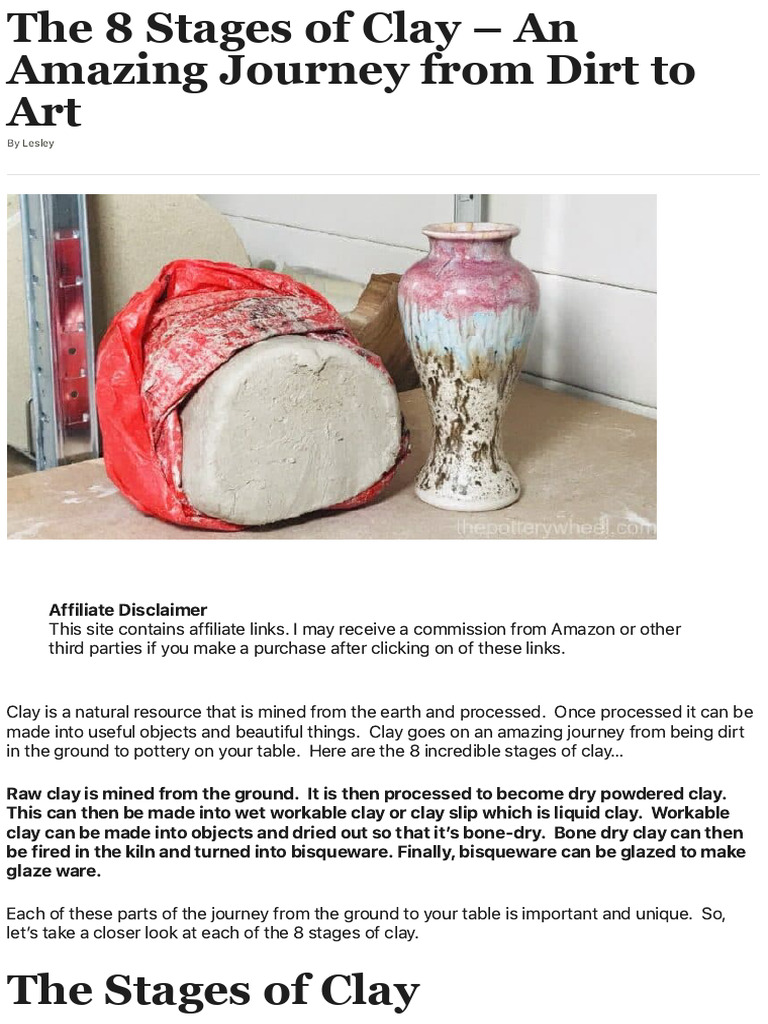 The 8 Stages of Clay - An Amazing Journey From Dirt To Art | PDF ...