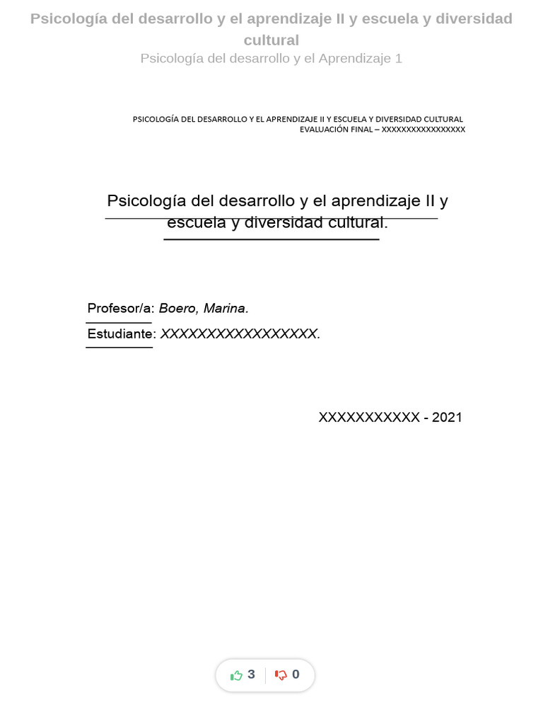 Psicologia Del Desarrollo y El Aprendizaje II y Escuela y Diversidad Cultural - Compress | PDF ...