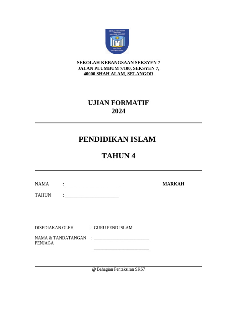 COVER UJIAN FORMATIF 24 | PDF