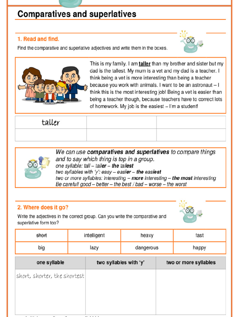 Grammar Games Comparatives and Superlatives Worksheet | PDF