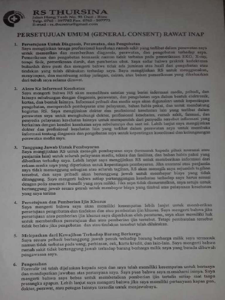 FORM PERSETUJUAN UMUM | PDF