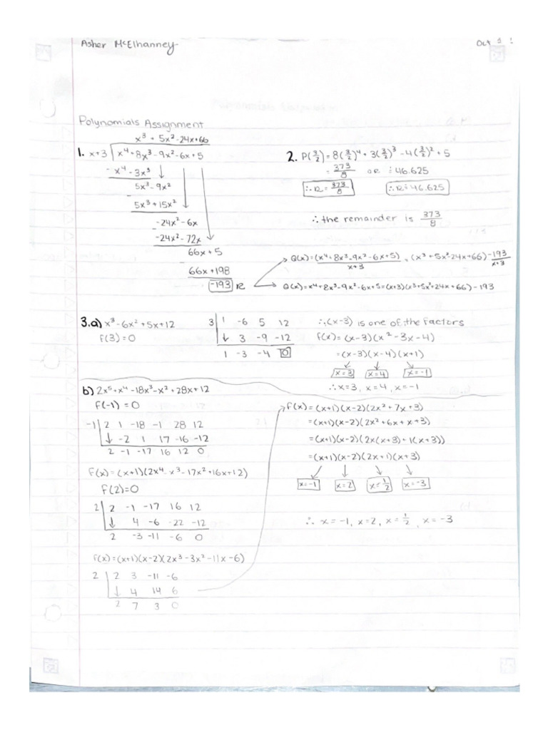 Polynomials Assignment | PDF