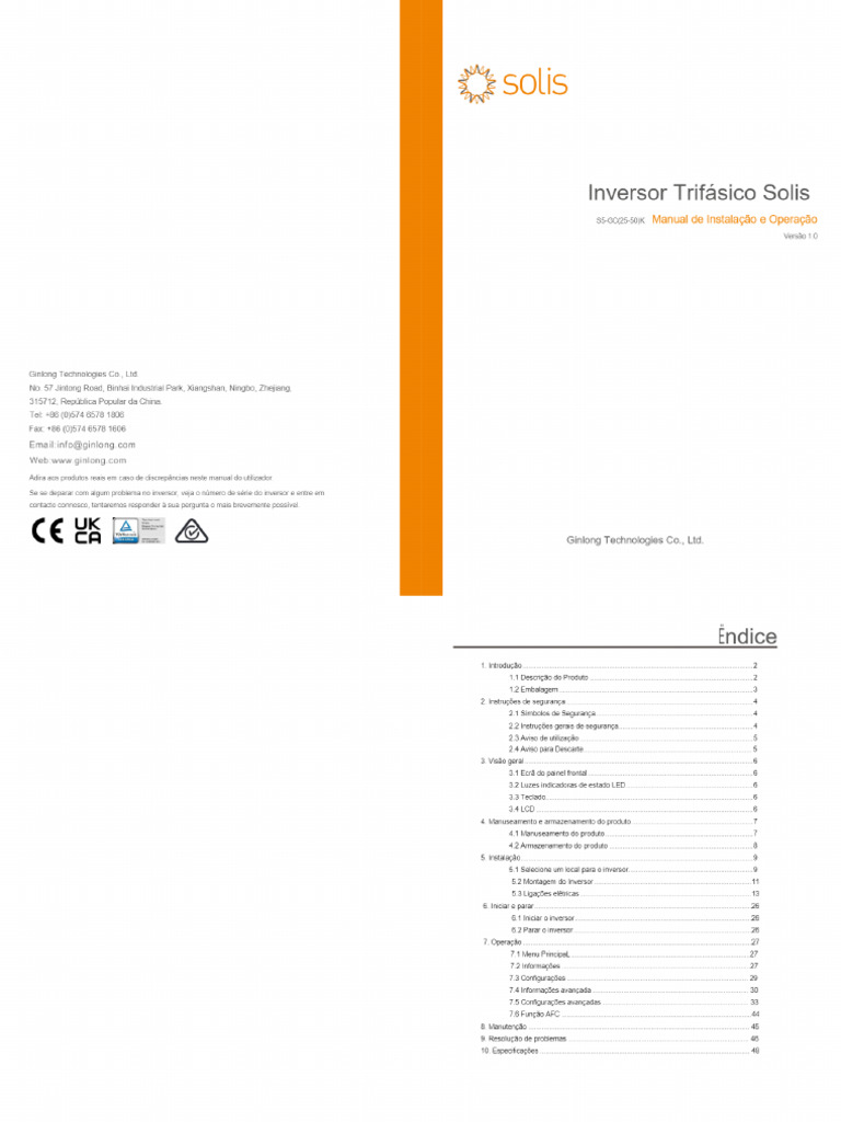 Manual Solis 25 50K S5 - V1.0 | PDF