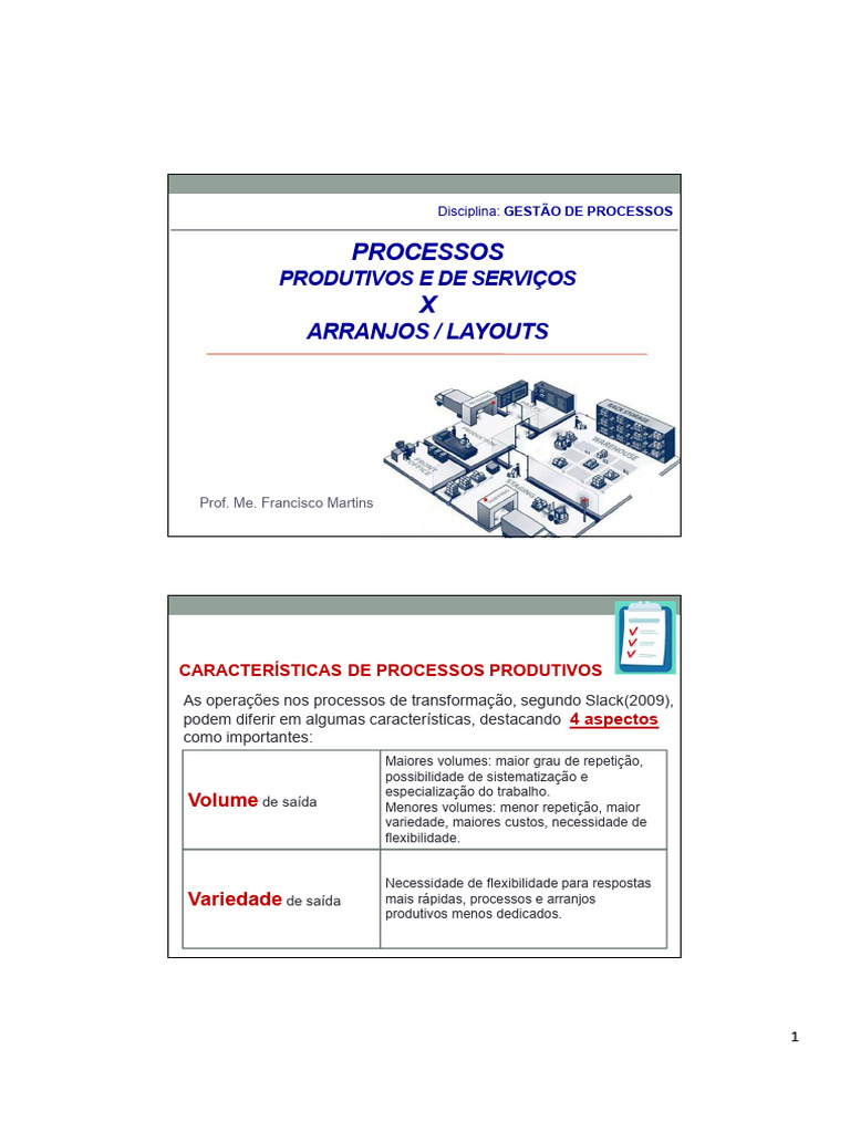 3 - GProc - Processos X Tipos de Arranjos Produtivos Layouts - V24-2 | PDF