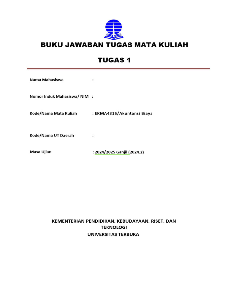 TUGAS EKMA4315 Akuntansi Biaya | PDF