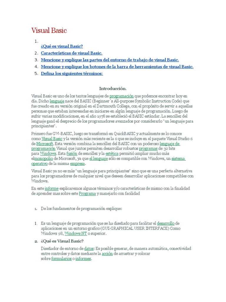 Componentes de Visual Basic 6.0 | PDF | Básico | Tecnología digital