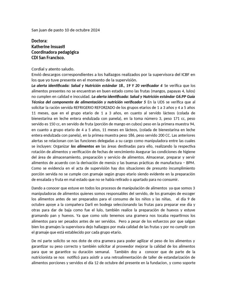 Descargos CDI | PDF | Alimentos