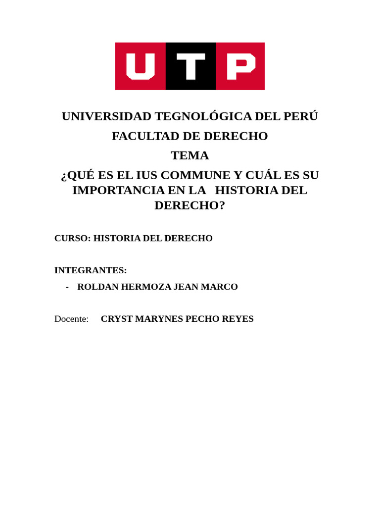 Que Es El Ius Commune y Cual Es Su Importancia en La Historia Del ...