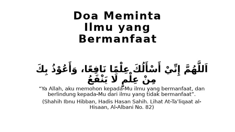 Doa Meminta Ilmu yang Bermanfaat | PDF