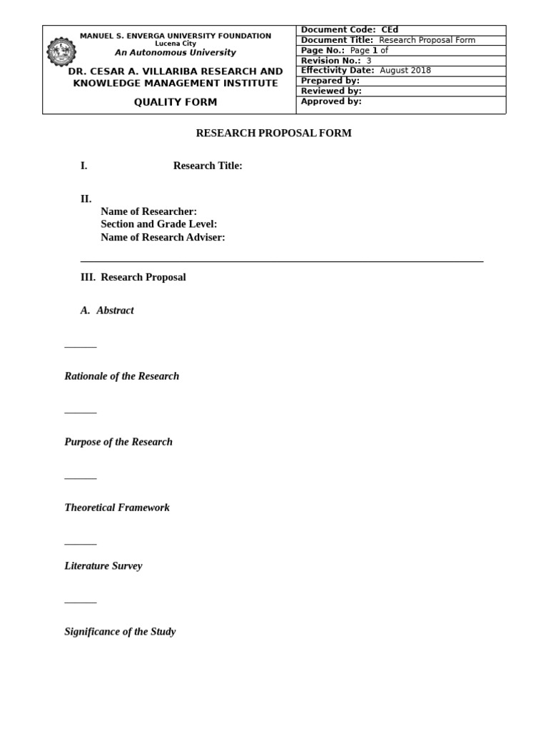 Final Research Proposal Form | PDF | Methodology | Science