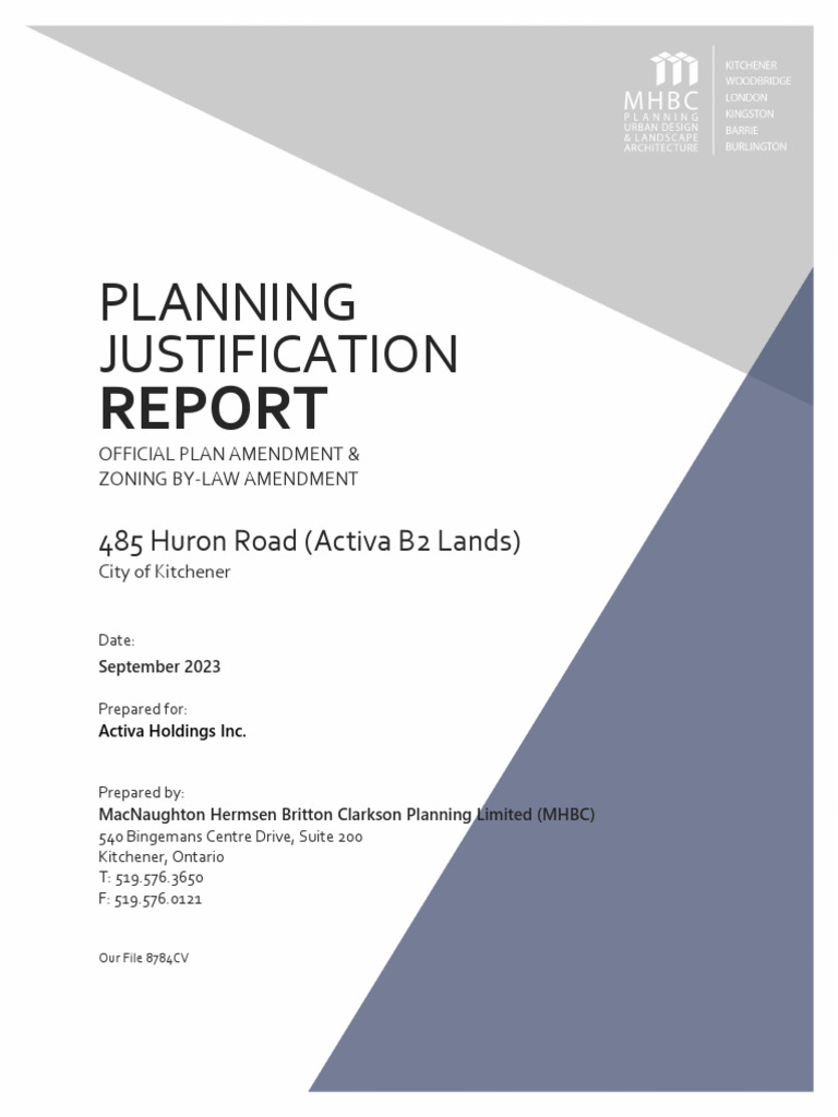 Planning Justification Report | PDF | Surface Runoff | Infrastructure