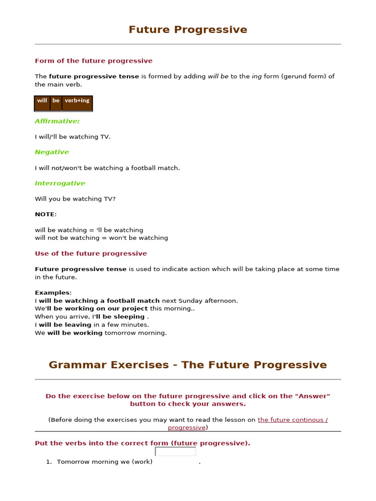 Future Progressive | PDF