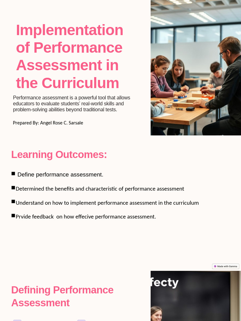 Sarsale Angel Implementation of Performance Assessment | PDF | Educational Assessment | Learning
