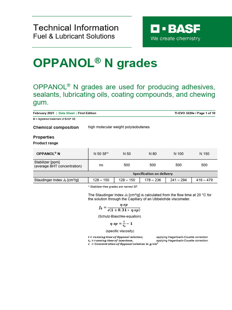 Ti_EVO_3220e_Oppanol_N_2021-02 | PDF | Liquids | Chemical Substances