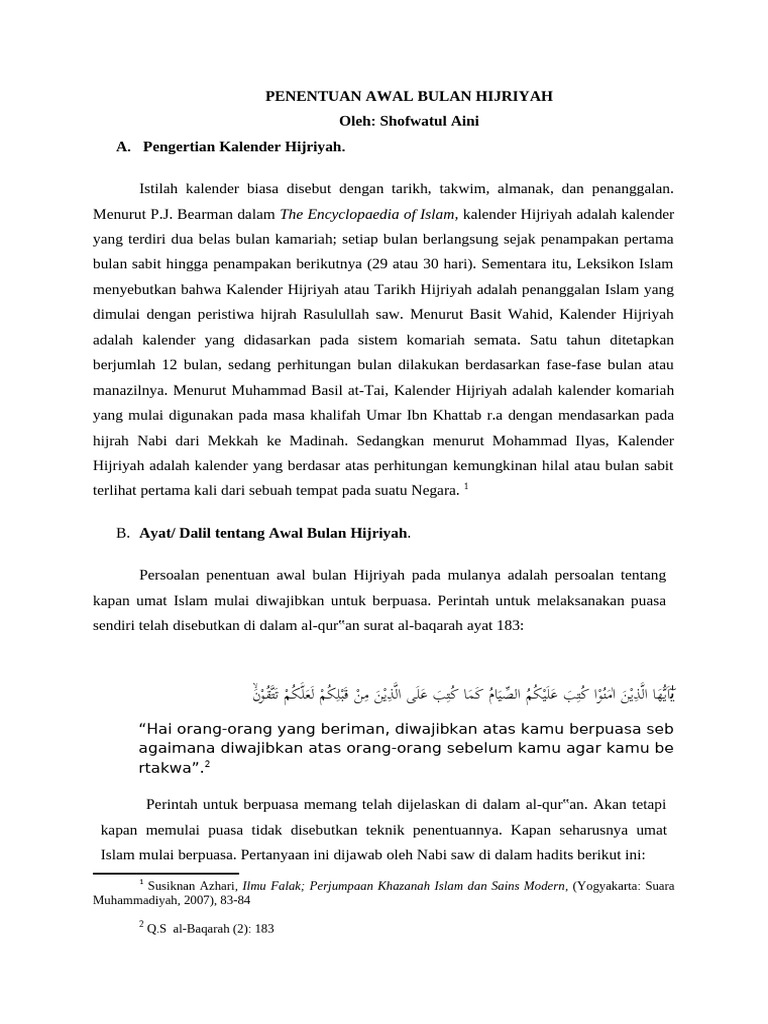 Penentuan Awal Bulan Hijriyah | PDF