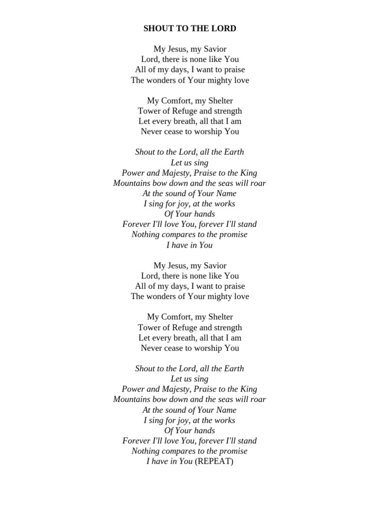 SHOUT TO THE LORD | PDF | Religious Belief And Doctrine