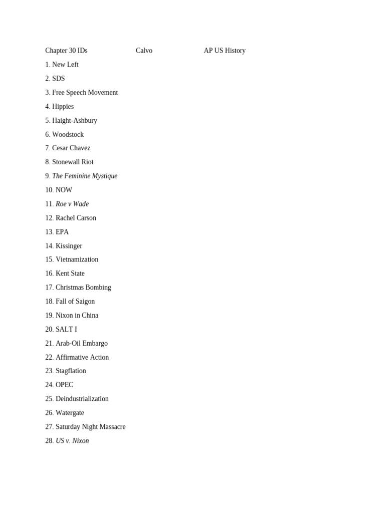 Chapter 30 IDs | PDF | Travel