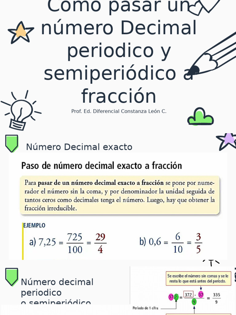 Números Decimales Periodicos A Fracción | PDF