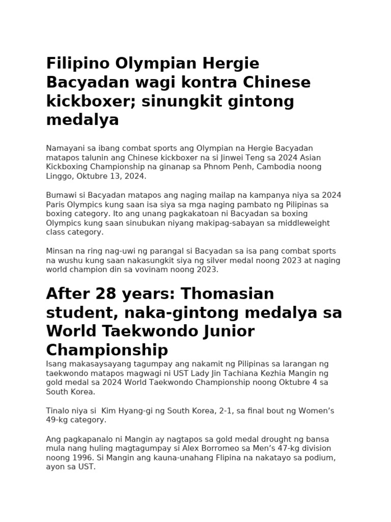 Write ups (Filipino) Sports | PDF