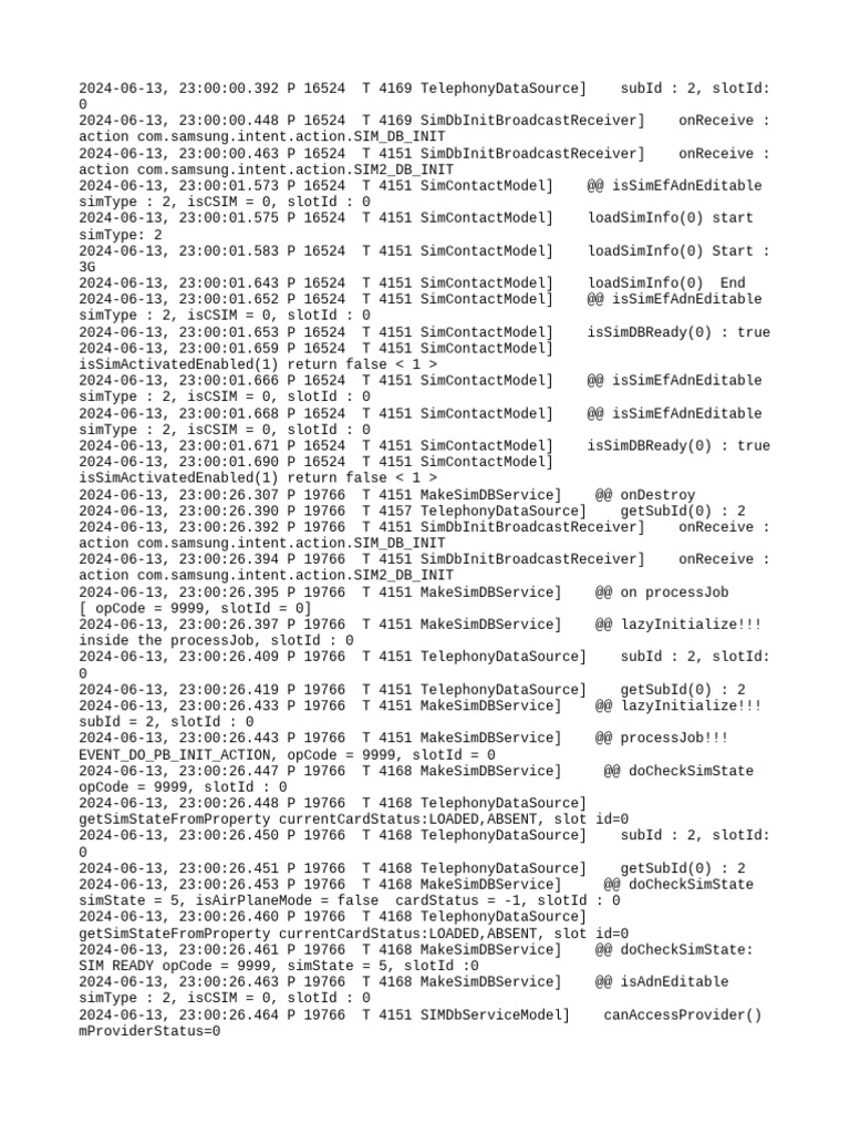 SIM Database Initialization Log | PDF