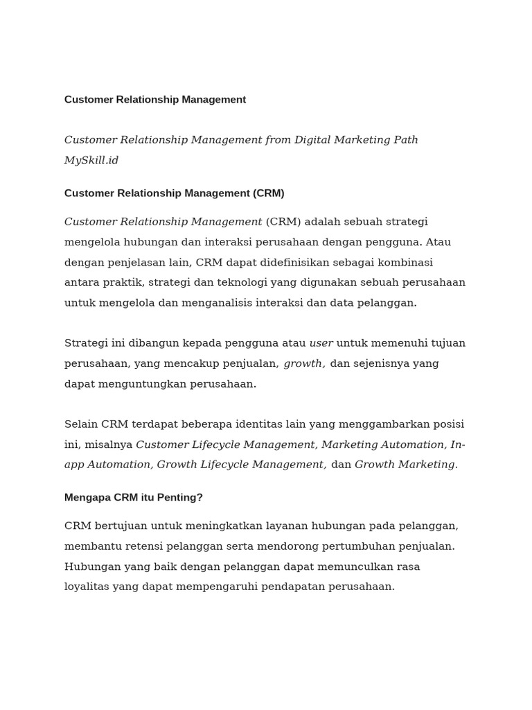 Materi Skillshare - Customer Relationship Management | PDF