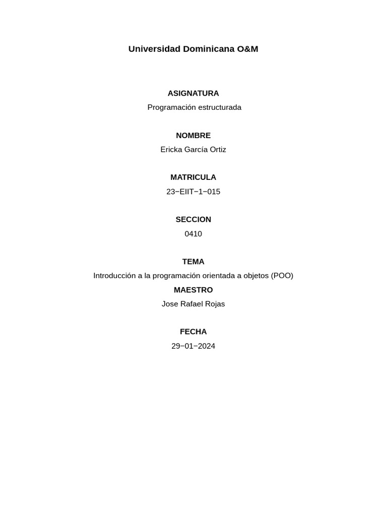 introduccion a la programacion orientada a objetos (POO) | PDF introduccion a la programacion orientada a objetos (POO) | PDF