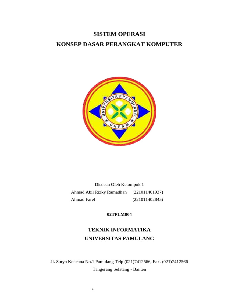 Makalah Sistem Operasi Konsep Dasar Perangkat Komputer | PDF