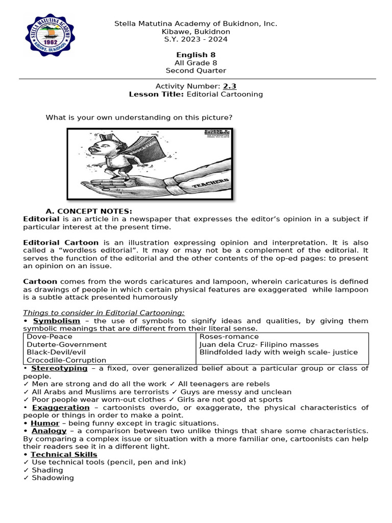 ENGLISH 8 - LESSON 2.3 HANDOUT | PDF