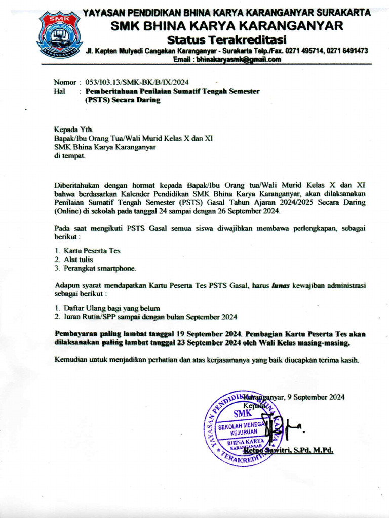 Edaran PTS 2024 | PDF