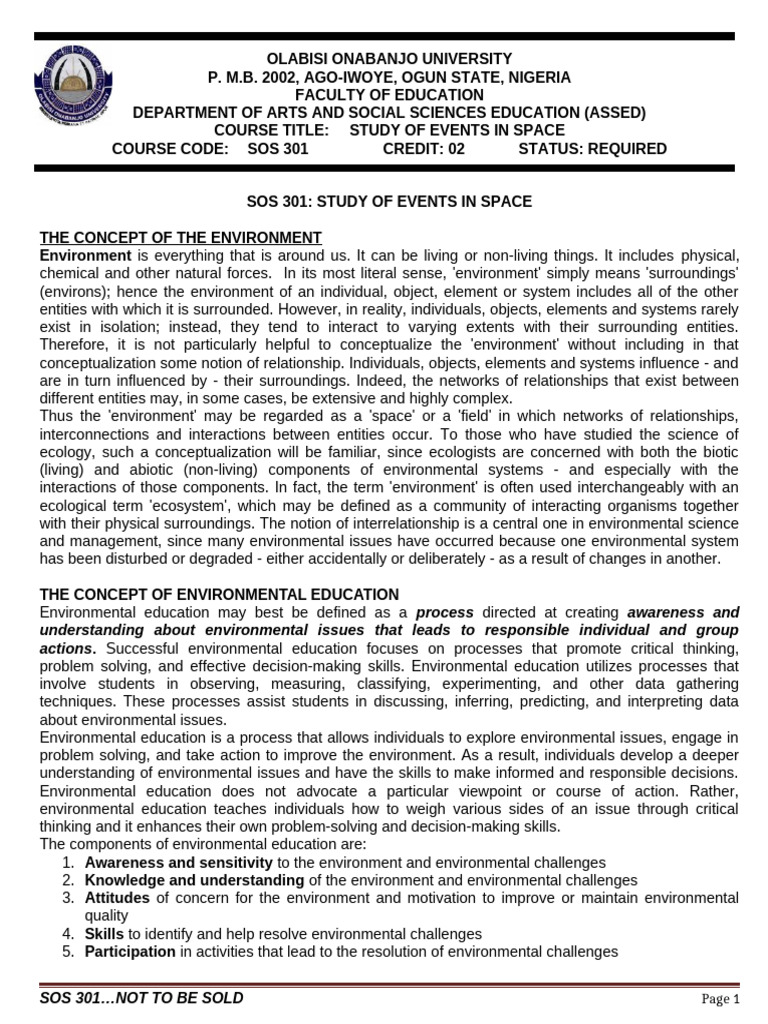 Lesson Note Sos 301 | PDF | Atmosphere Of Earth | Atmosphere