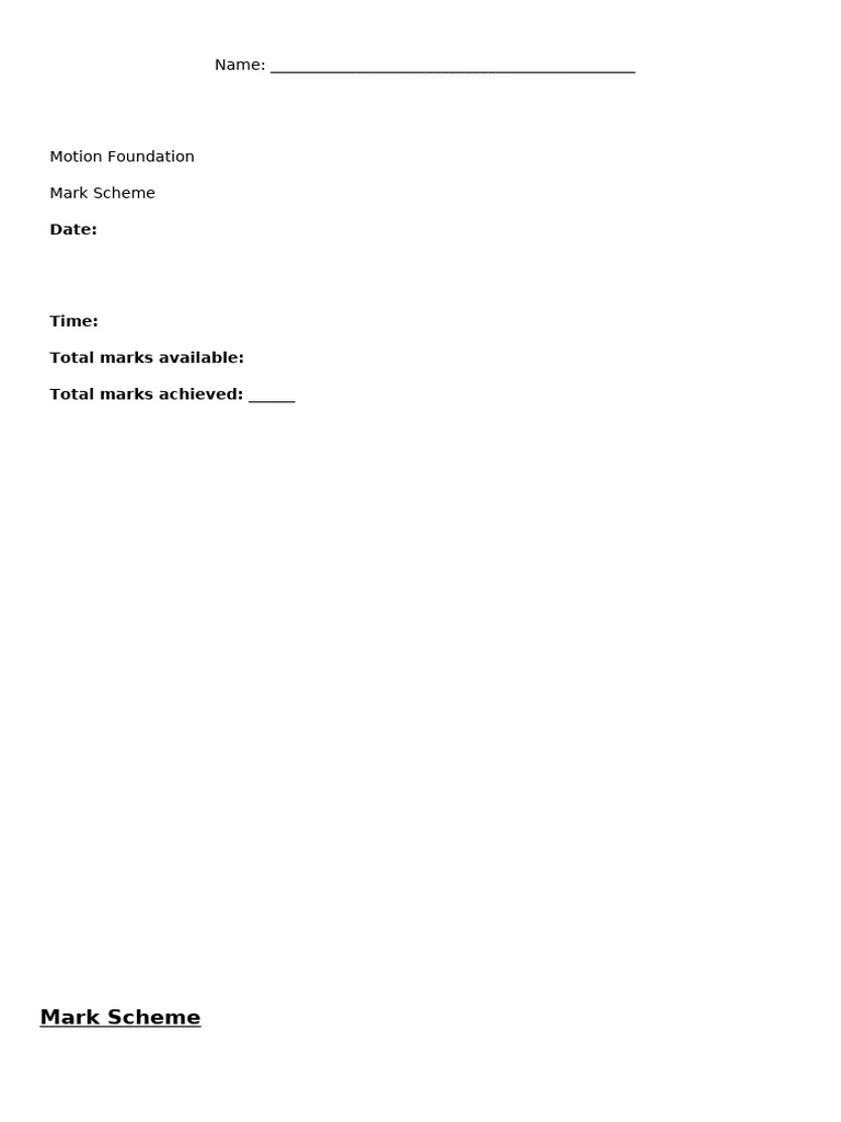 Edexcel 9 1 Foundation Motion MS | PDF | Speed | Force